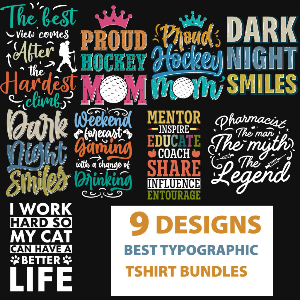 9 Best Typographic T-Shirt Designs Bundle - MasterBundles