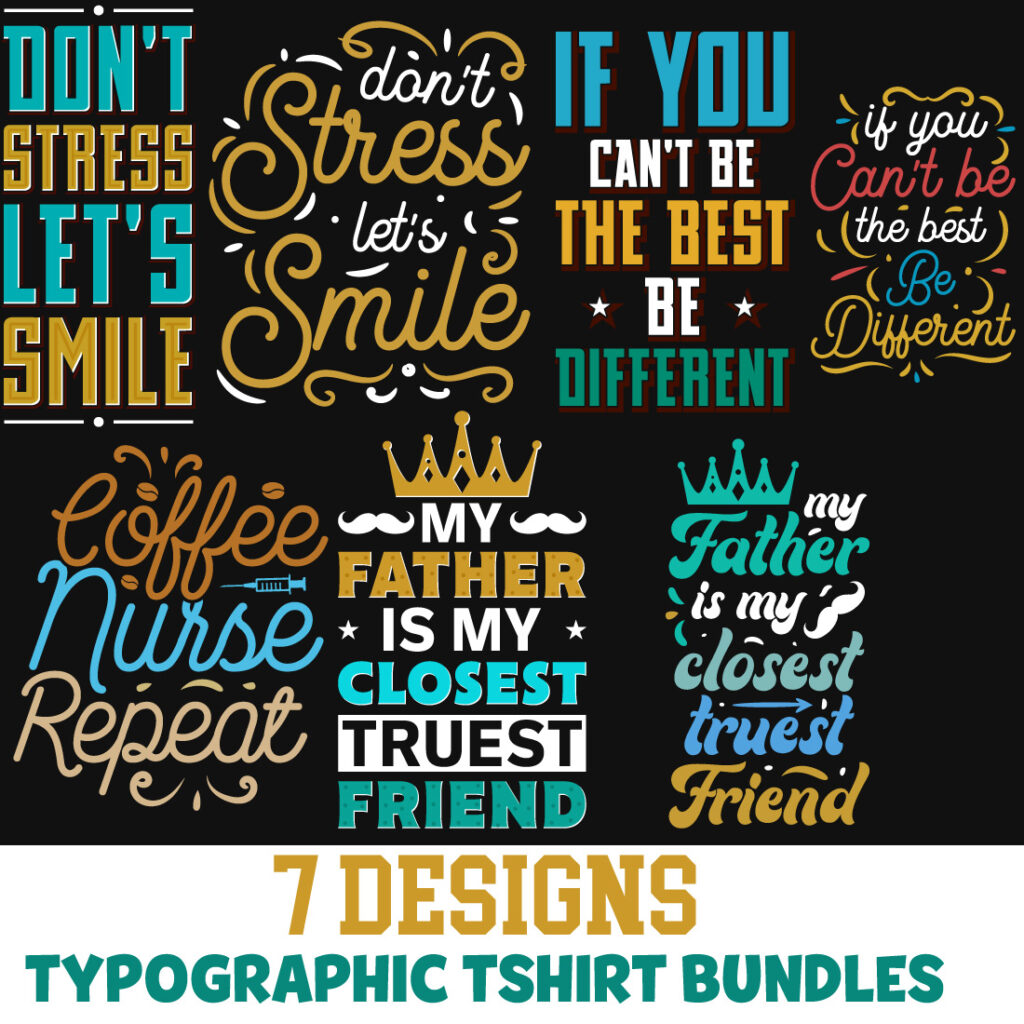7 Best Typographic T-Shirt Designs Bundle - MasterBundles