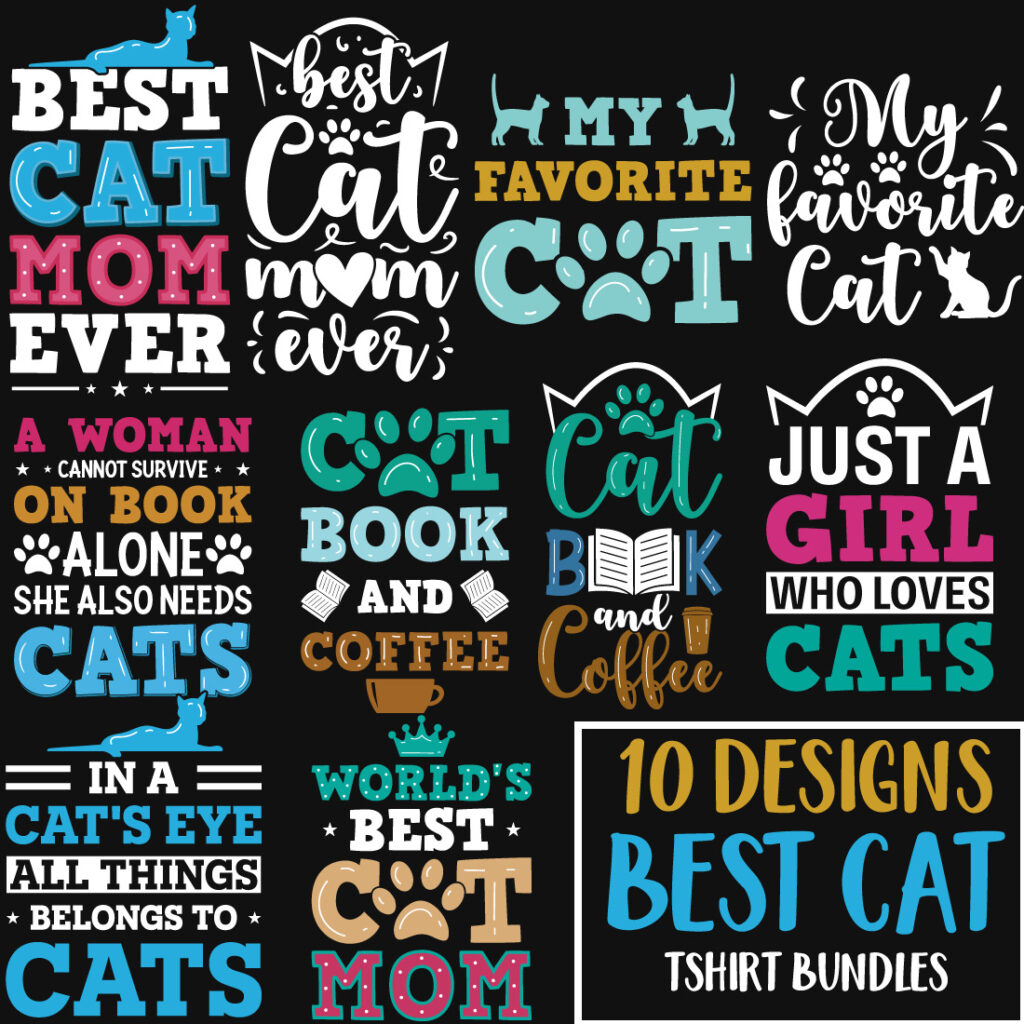 10 Best Cat T-Shirt Designs Bundle - MasterBundles