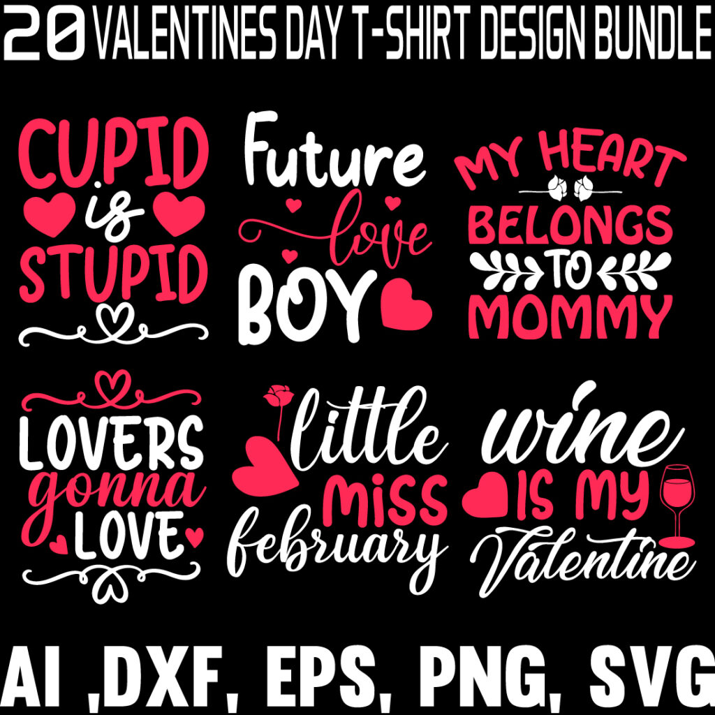 20 Valentines Day T-Shirt Design Bundle - MasterBundles