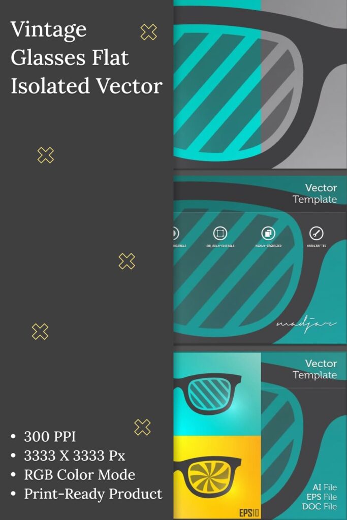 Vintage Glasses Flat Isolated Vector – MasterBundles