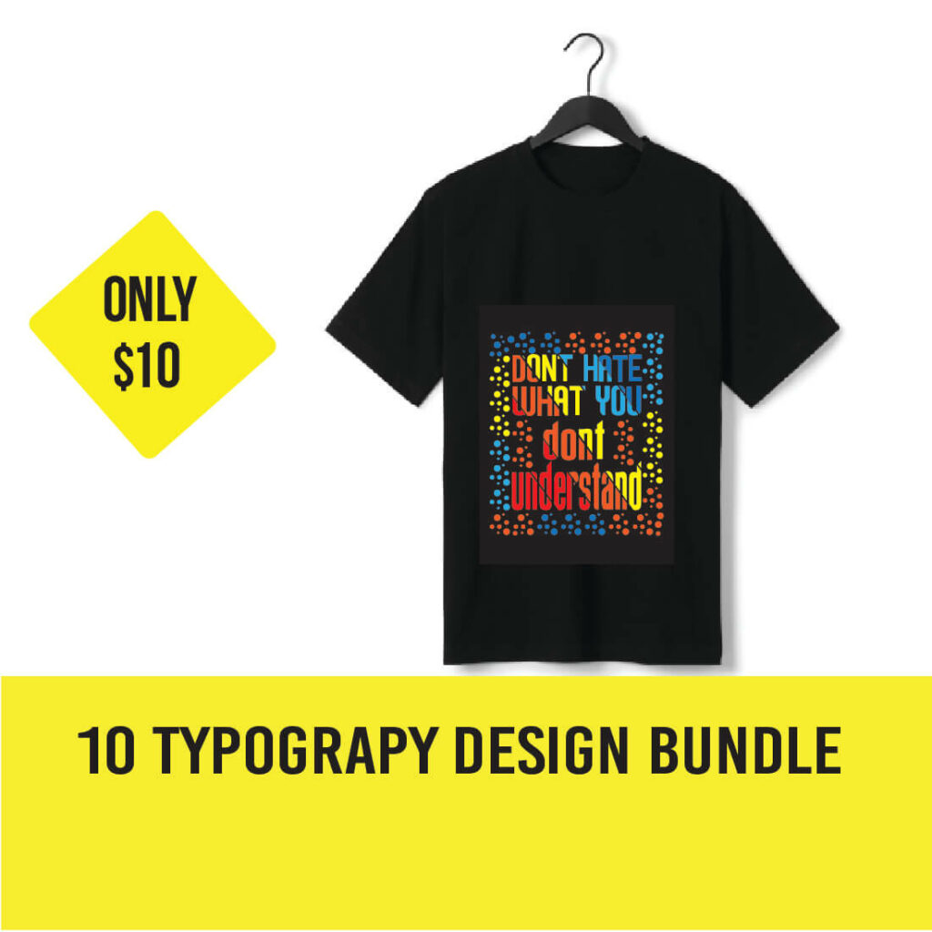 10 Typograpy T-Shirt Design Bundle - MasterBundles