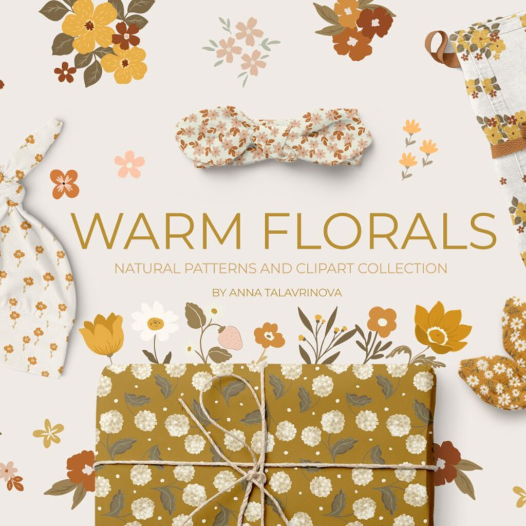 Warm Florals Pattern & Clipart – MasterBundles