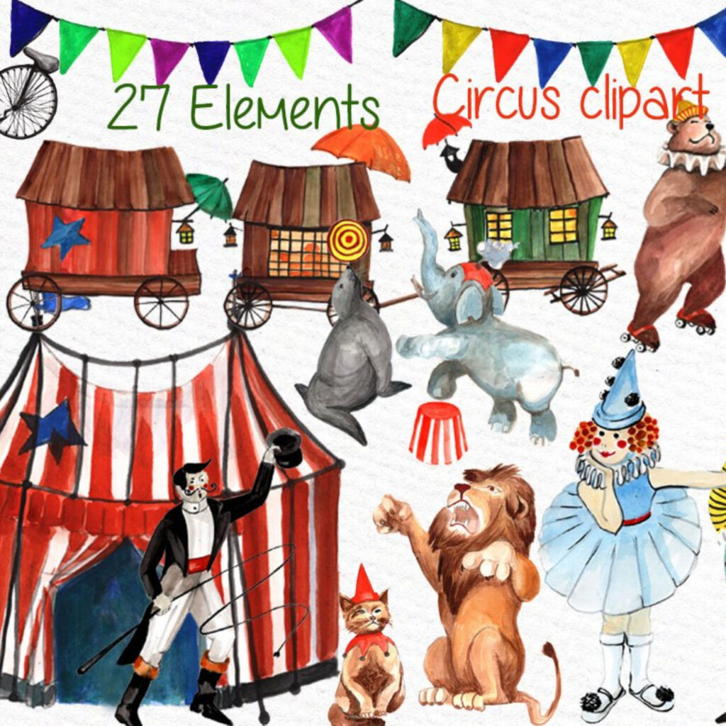 Watercolor Circus Clipart – MasterBundles