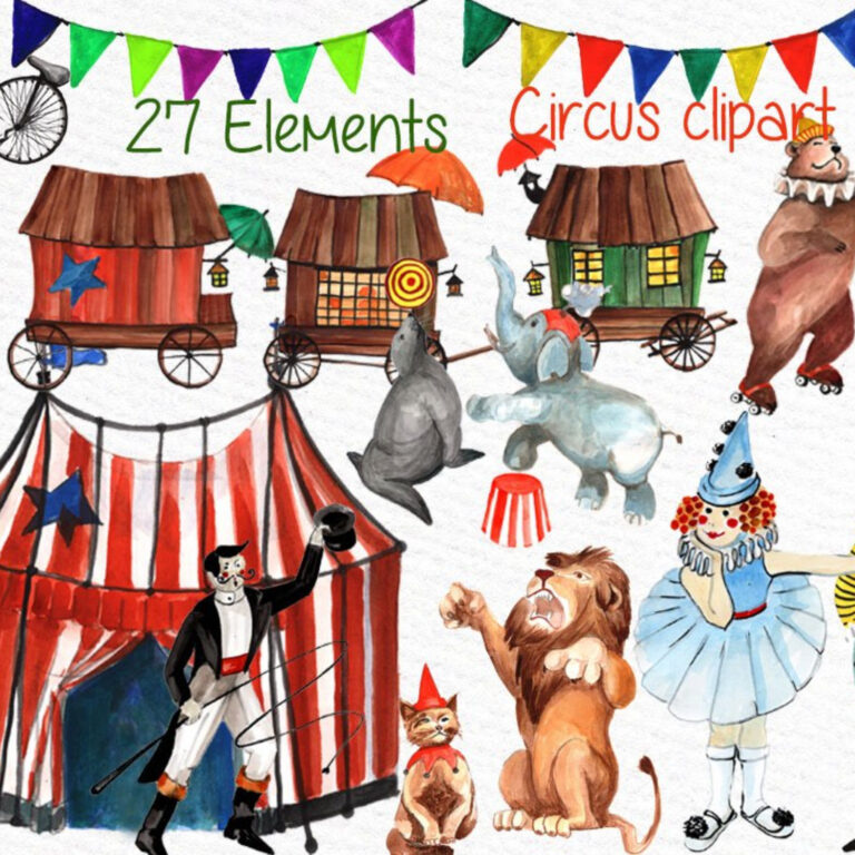 Watercolor Circus Clipart – MasterBundles