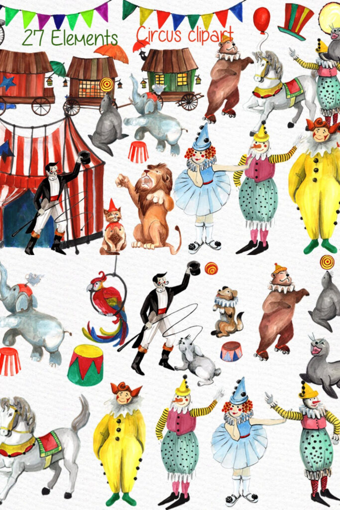 Watercolor Circus Clipart – MasterBundles