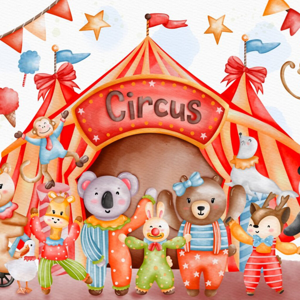 Circus Retro Watercolor Clipart Set – MasterBundles