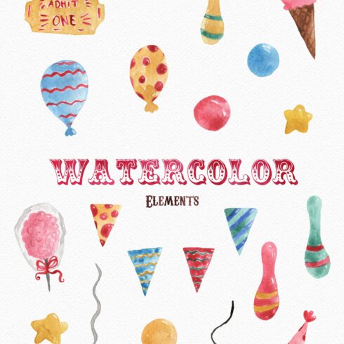 Circus Watercolor Clipart Set | MasterBundles