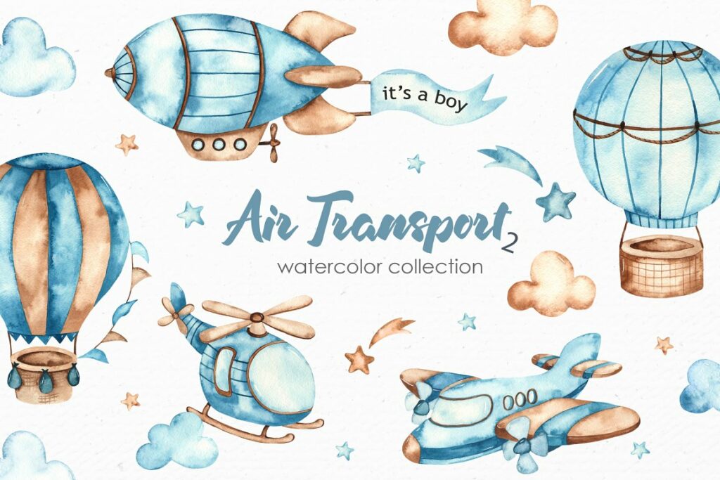 Transport Bundle. Watercolor – MasterBundles