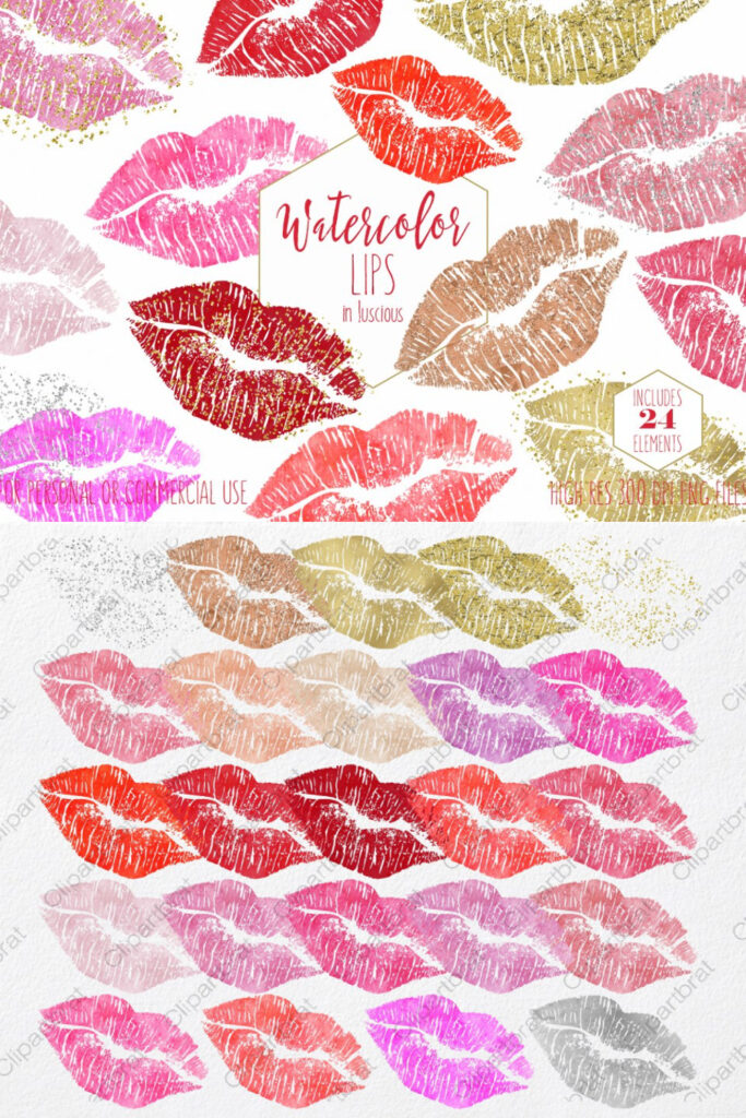 Watercolor Lips Lipstick Kisses – MasterBundles