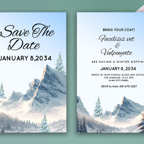 Winter Wedding Invitation Card Template - MasterBundles