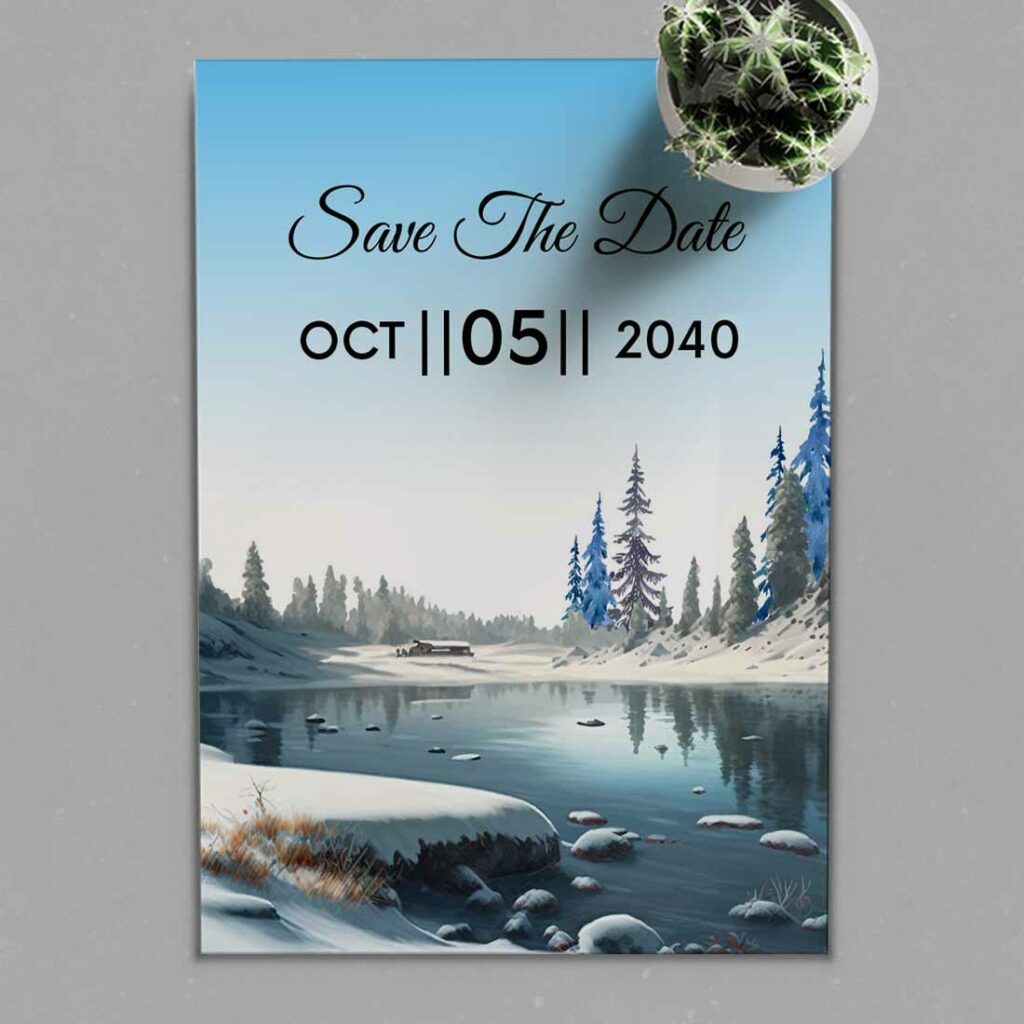 Winter Watercolor Wedding Card Design - MasterBundles