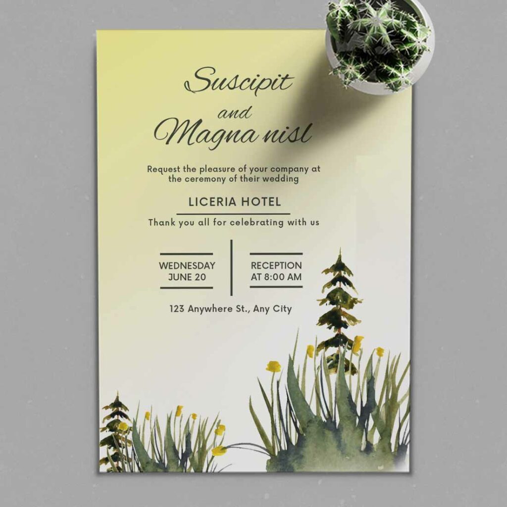 Rustic Watercolor Forest Wedding Invitation Card - MasterBundles