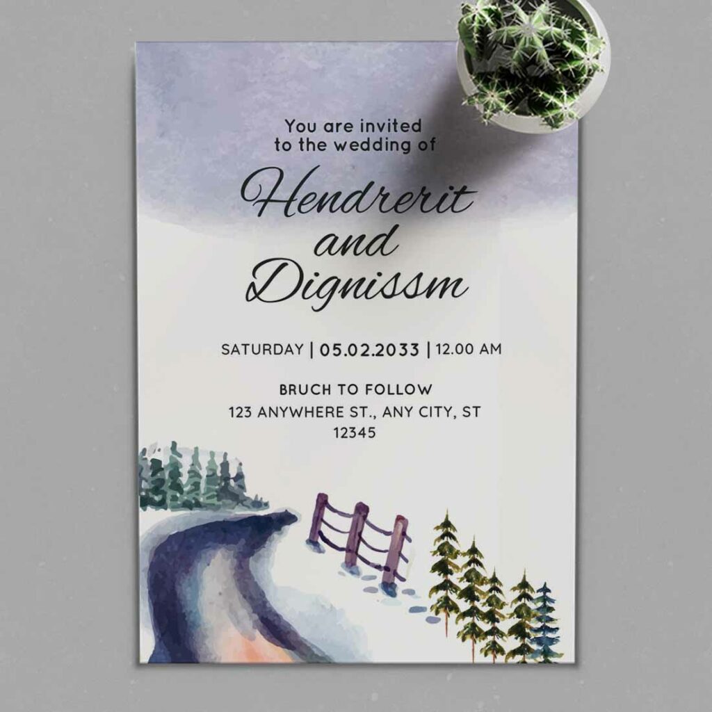 Unique Winter Wedding Invitation Card | MasterBundles