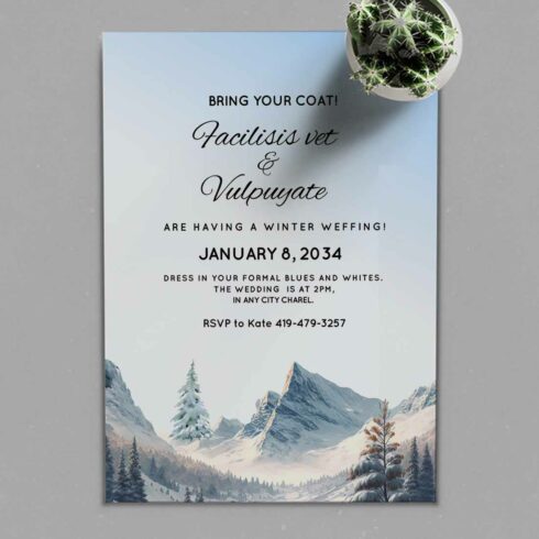 Winter Wedding Invitation Card Template - MasterBundles