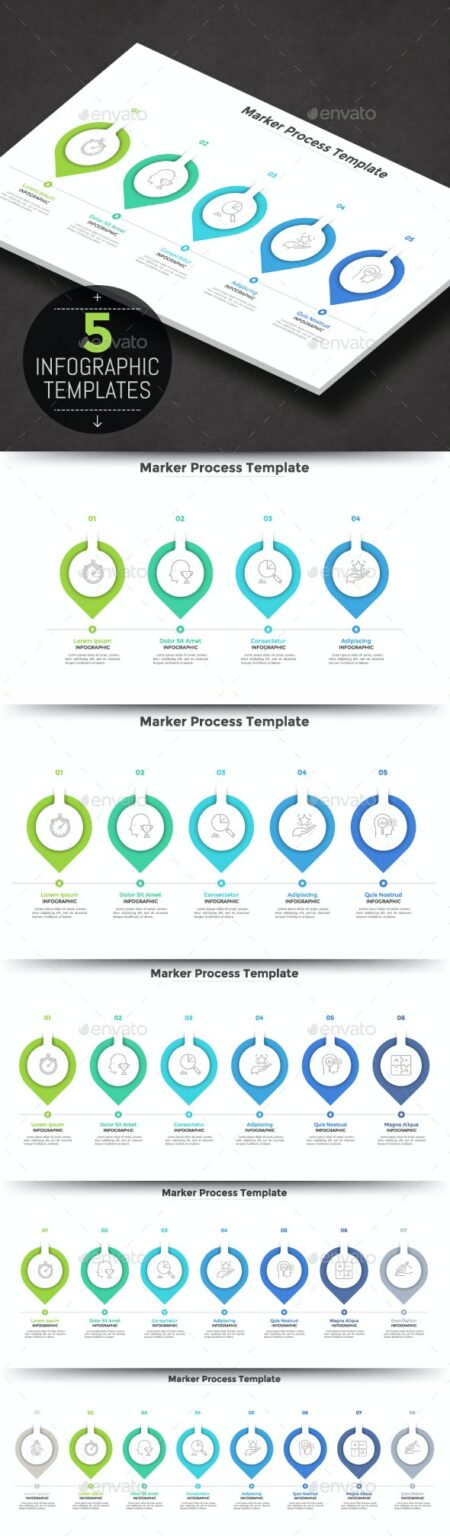 Horizontal Infographic Process Template – MasterBundles