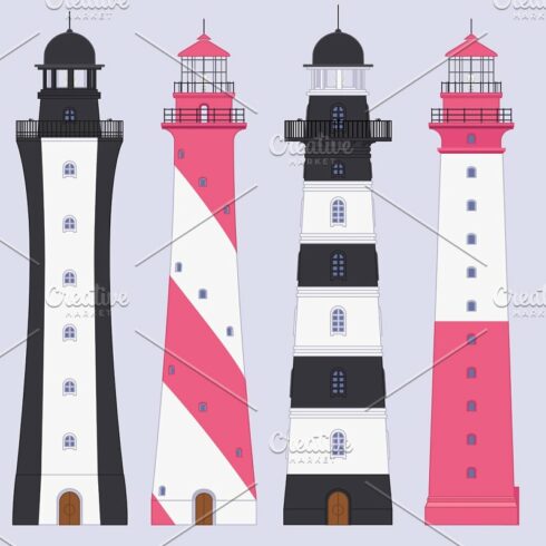 Vector Outline Lighthouse Beacon Set – MasterBundles