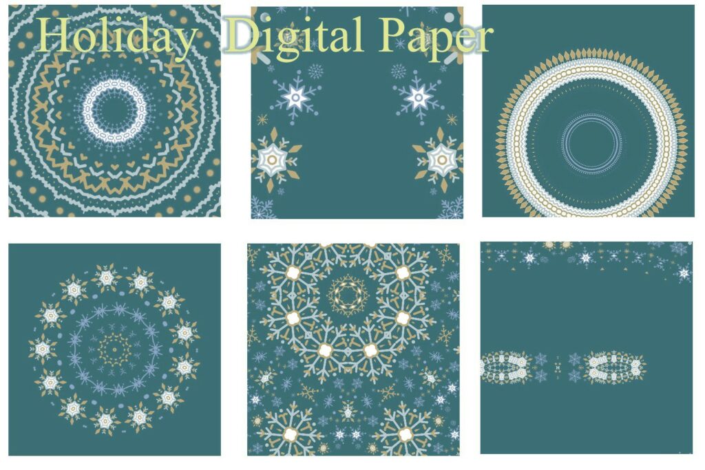 Smokey Teal Digital Paper Holiday Inspired JPG - MasterBundles