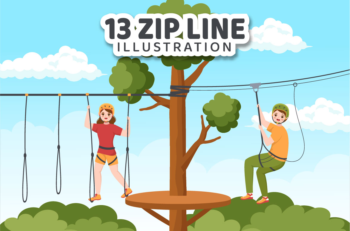 13 Zip Line Illustration - MasterBundles