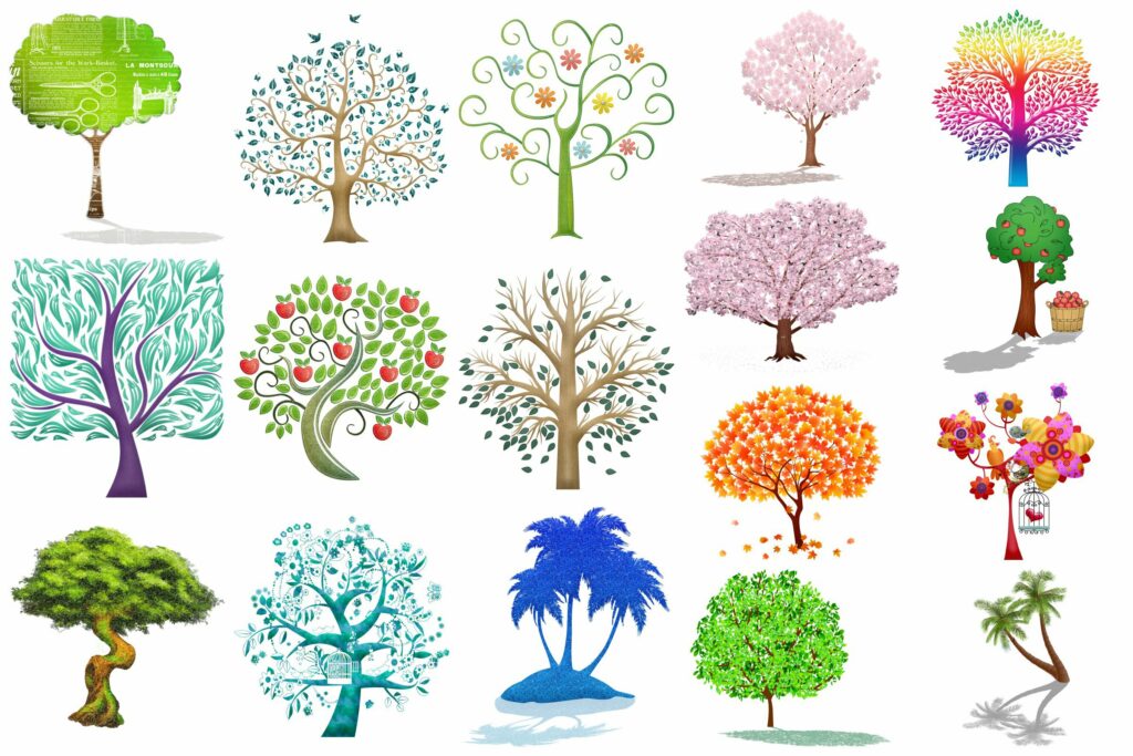 Tree Variety ClipArt(Watercolor,Etc) – MasterBundles