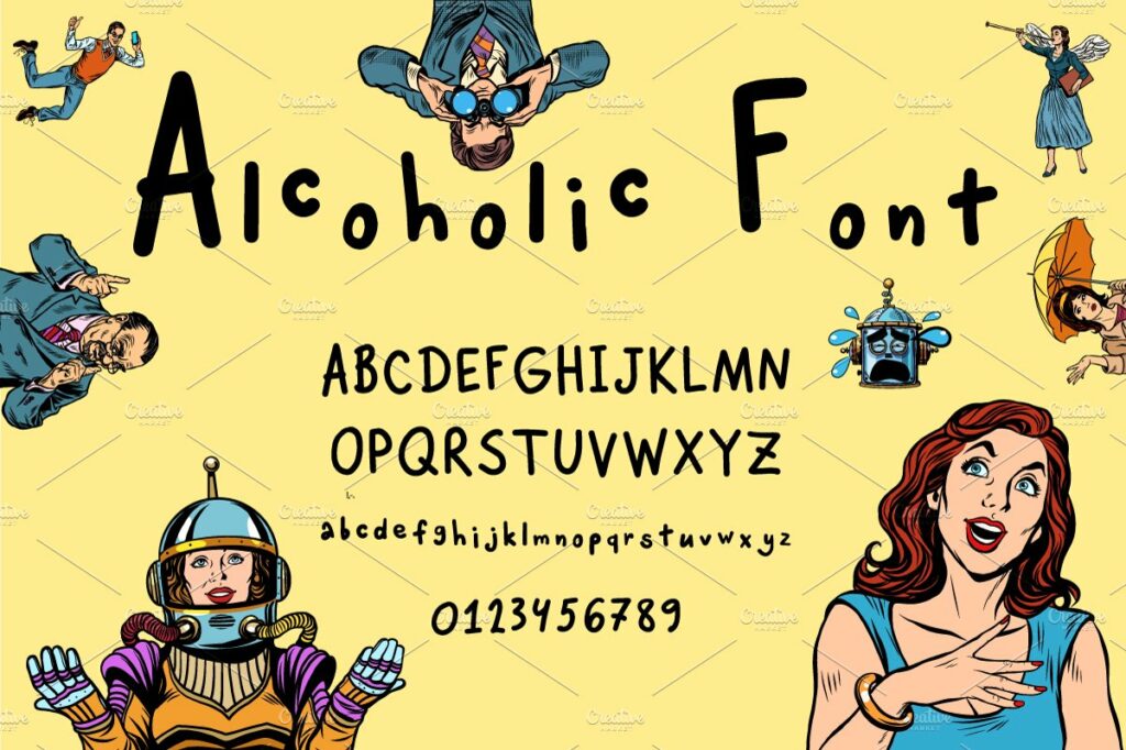 Alcoholic font handwritten alphabet – MasterBundles