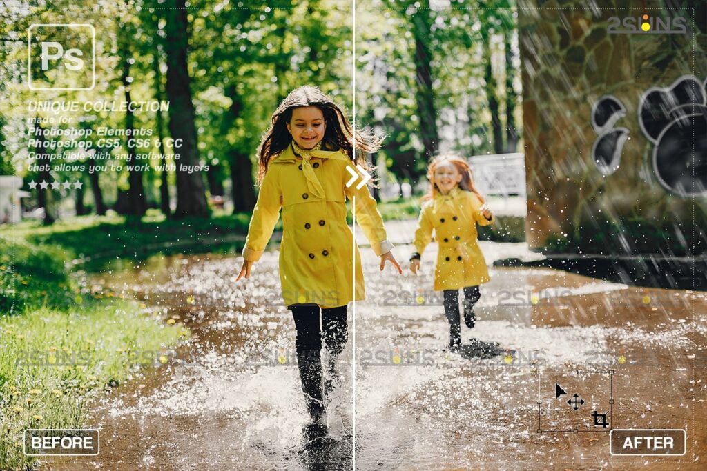 Falling PNG Rain Weather Overlays – MasterBundles