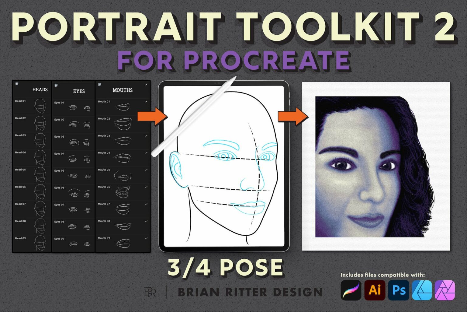 Portrait Toolkit 2 for Procreate – MasterBundles