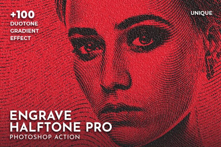 Engrave Halftone Pro Ps Action – MasterBundles