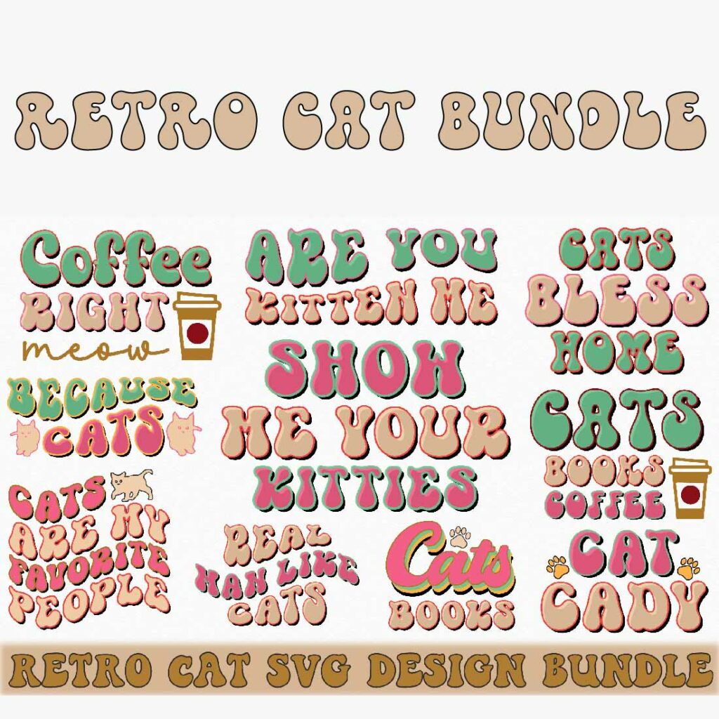 Retro cat svg design bundle - MasterBundles