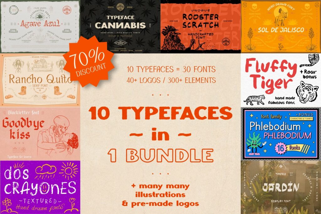 Font Bundle SALE 300+ illustrations – MasterBundles