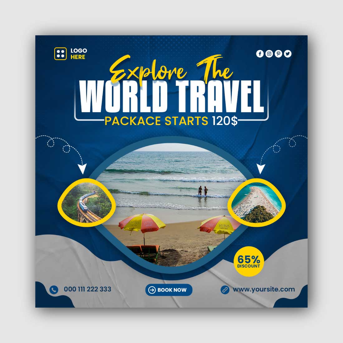 Travel Social Media Post Template - MasterBundles