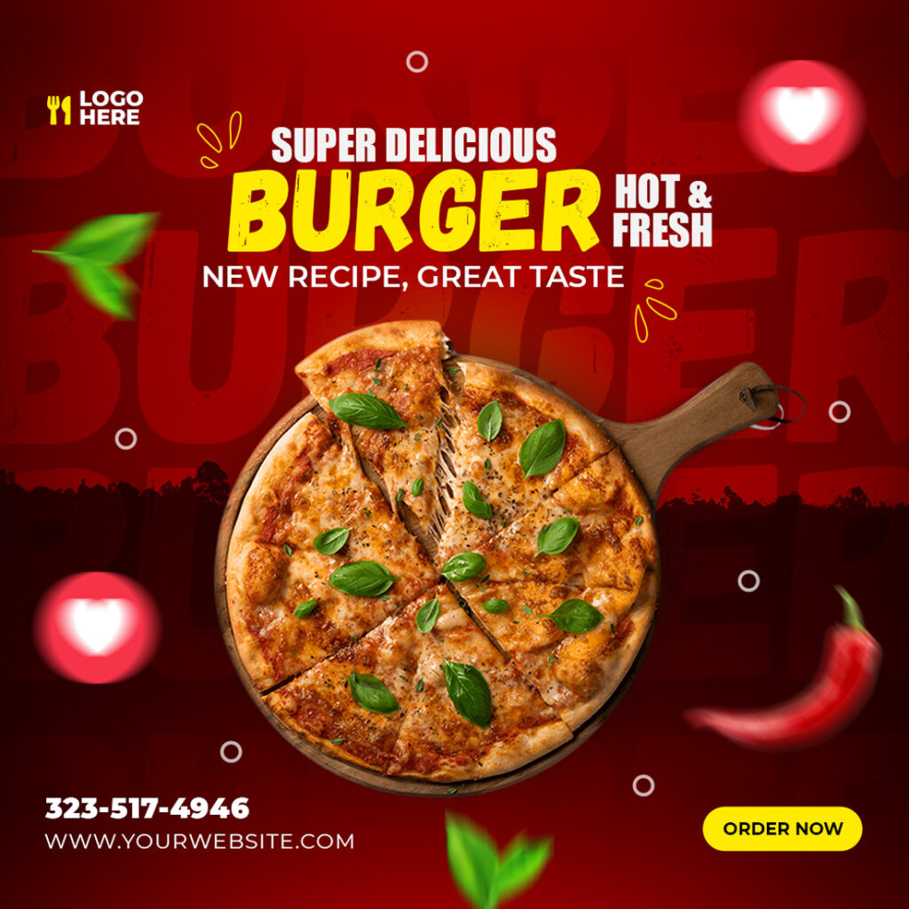 3+ Trendy Food and restaurant social media post -only $2