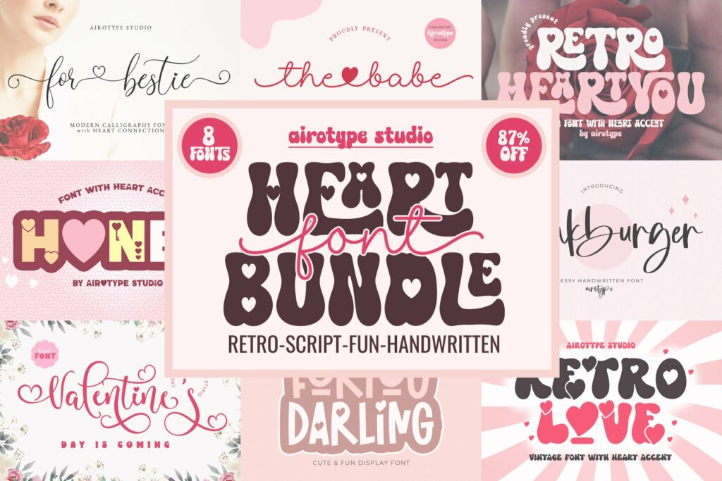 Heart Font Bundle | 8 Love Fonts – MasterBundles