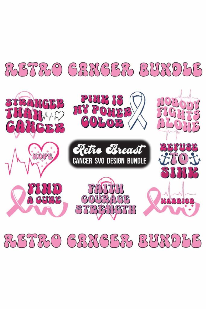 Retro Breast Cancer svg design Bundle - MasterBundles