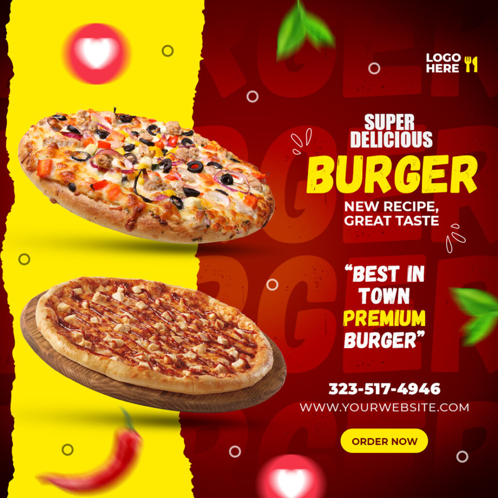 3+ Trendy Food and restaurant social media post -only $2