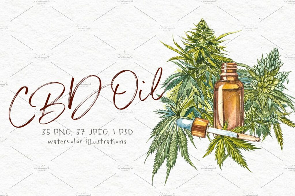 CBD Oil. Hemp illustration – MasterBundles