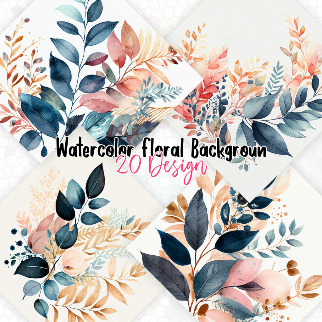 Watercolor Flowers and Leaves Digital Paper - MasterBundles