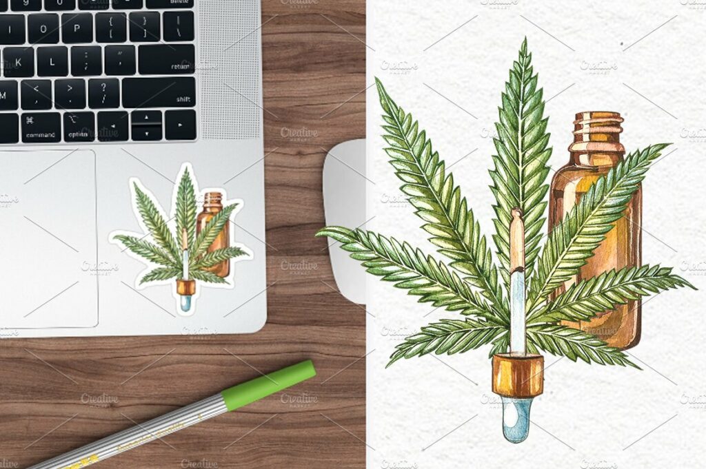 CBD Oil. Hemp illustration – MasterBundles
