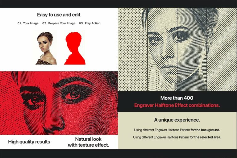 Engrave Halftone Pro Ps Action – MasterBundles