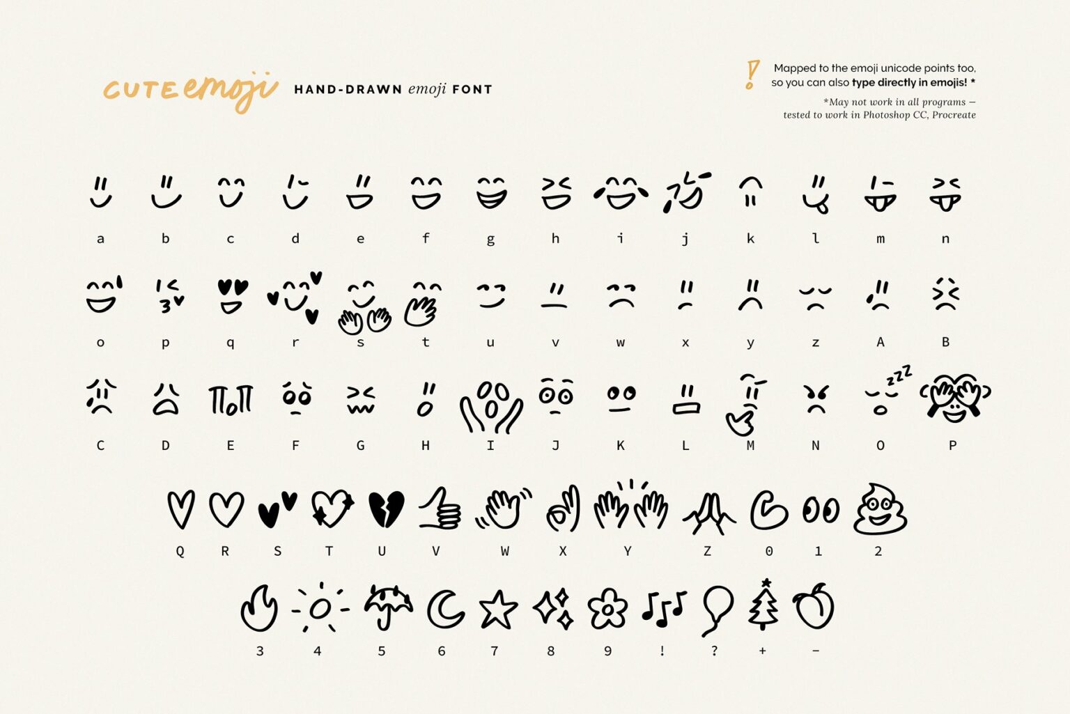 CuteEmoji hand drawn emojis font – MasterBundles