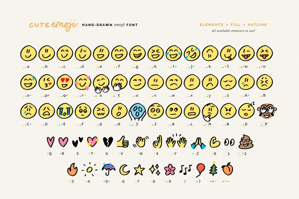 CuteEmoji hand drawn emojis font – MasterBundles