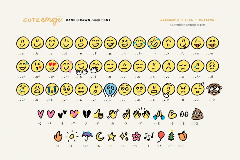 CuteEmoji hand drawn emojis font – MasterBundles