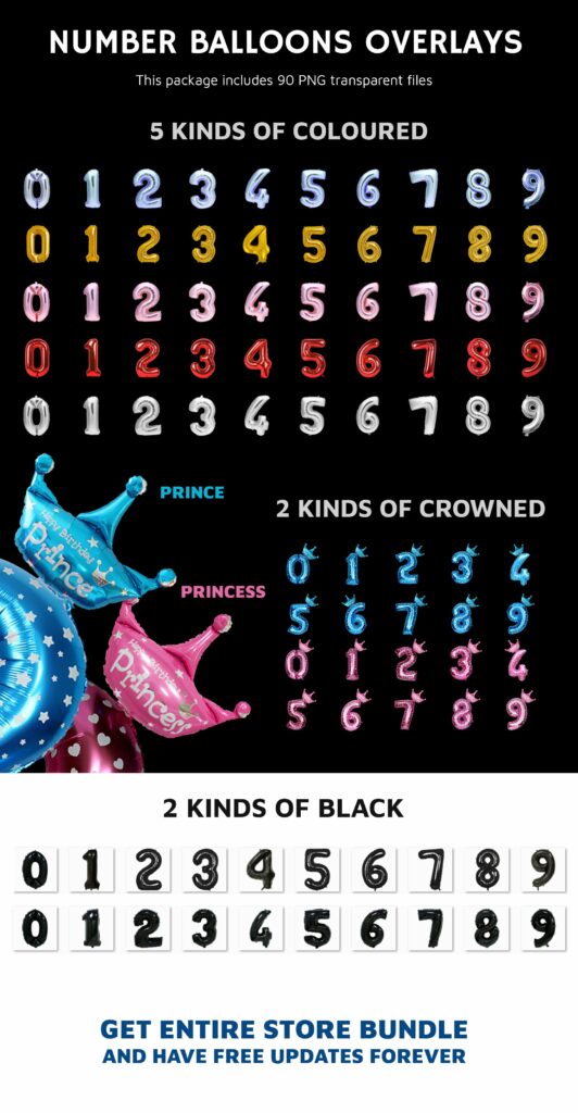 80 Number Balloons Photo Overlays – MasterBundles