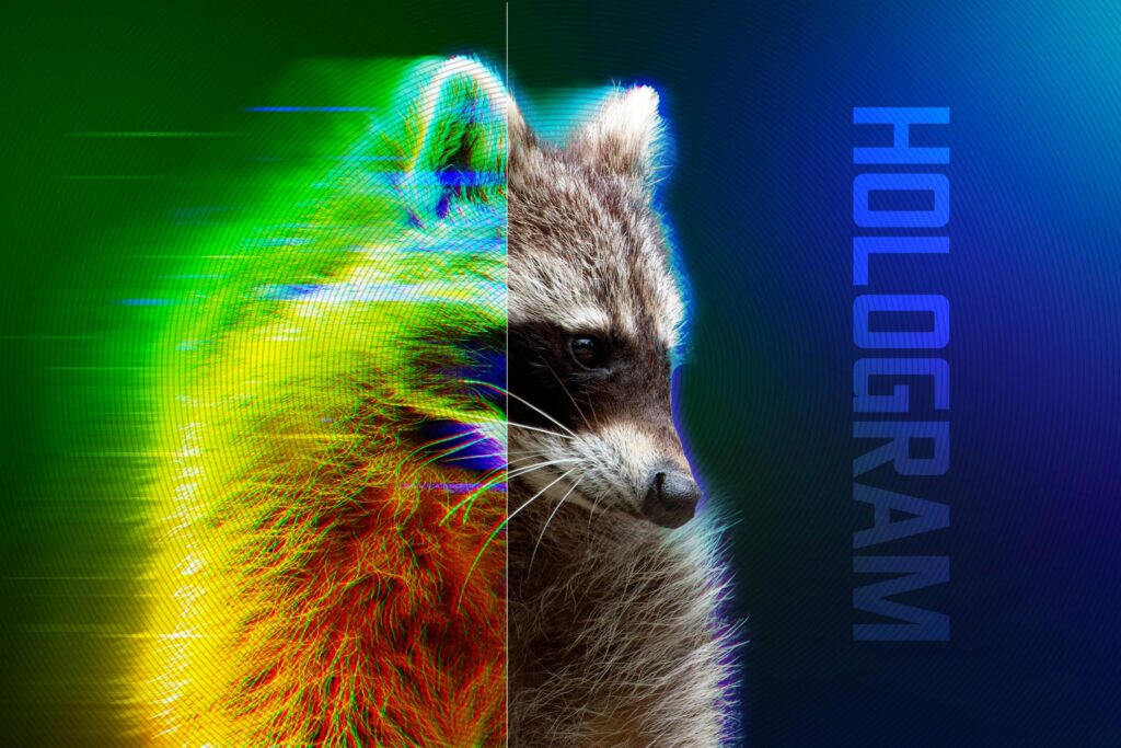 Hologram Photoshop Effect Mockup – MasterBundles