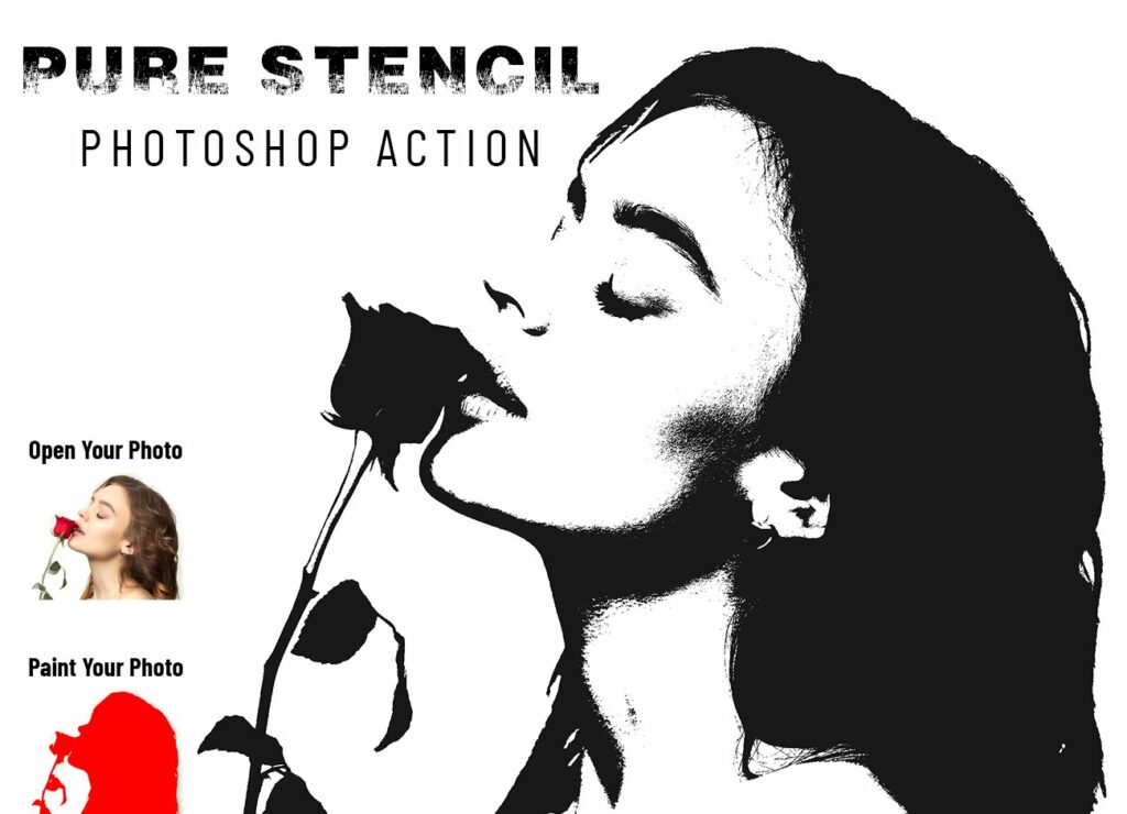 Pure Stencil Photoshop Action – MasterBundles