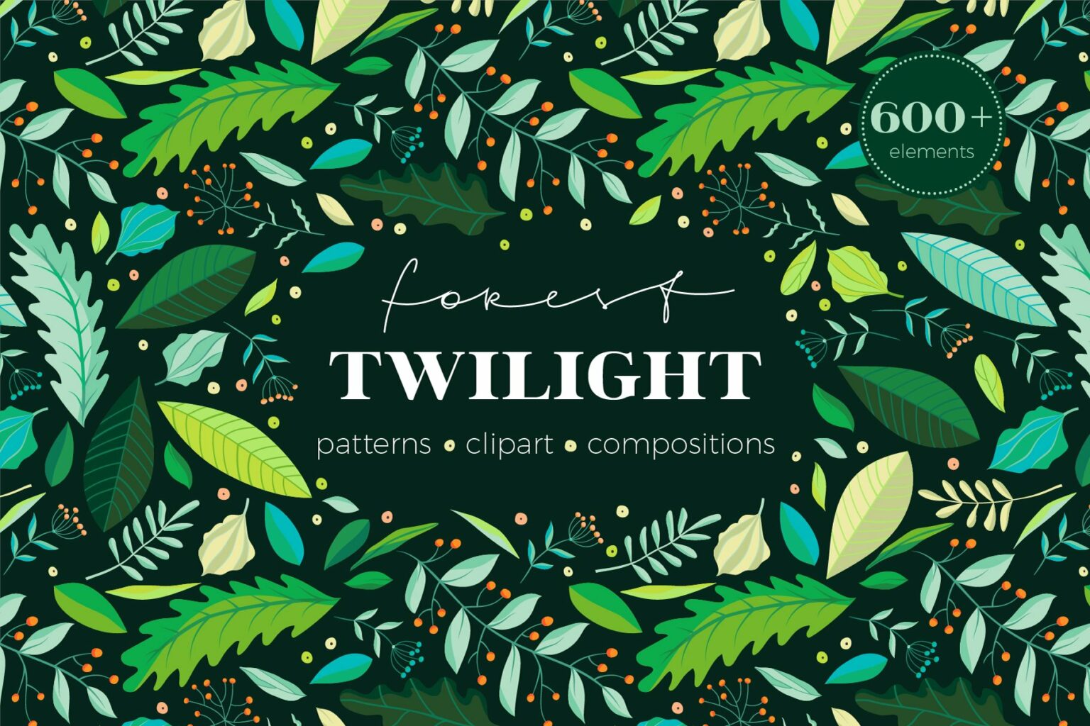 Forest Twilight Patterns, elements – MasterBundles
