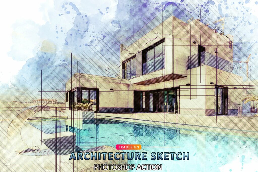 Architecture Sketch Photoshop Action – MasterBundles