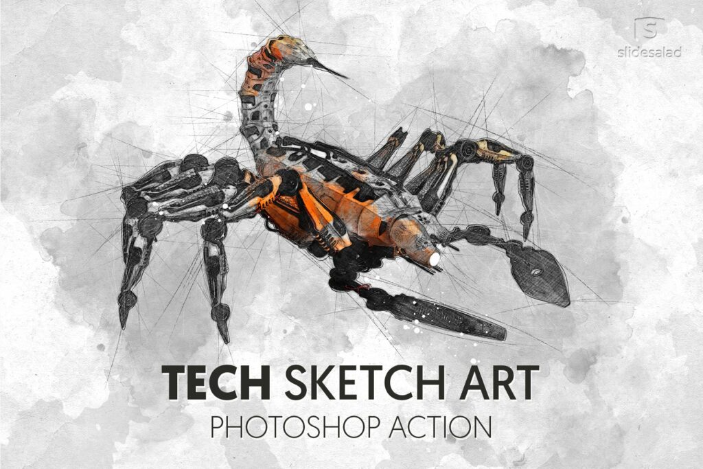Tech Sketch Art Photoshop Action – MasterBundles