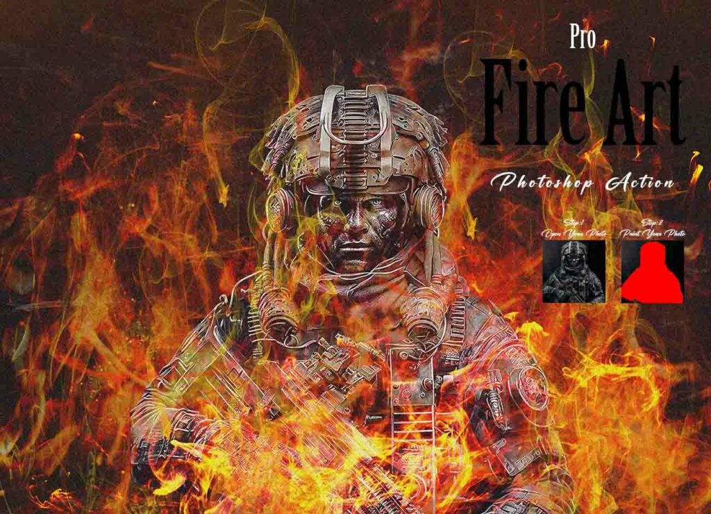 Pro Fire Art Photoshop Action – MasterBundles