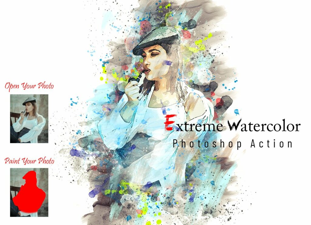 Extreme Watercolor Photoshop Action – MasterBundles